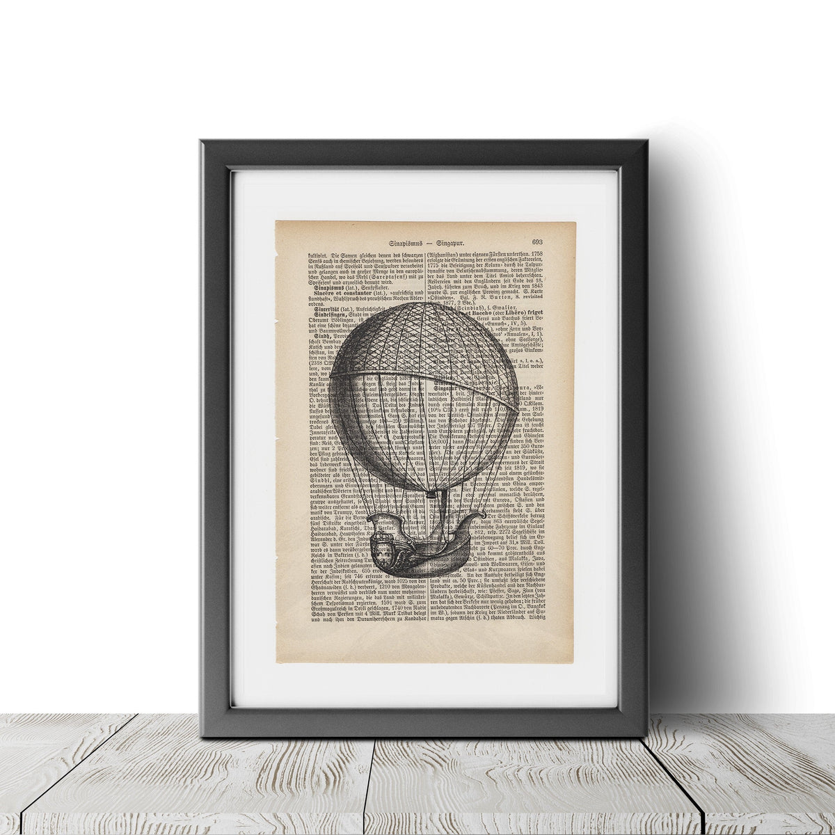 Hot Air Balloon - Vintage Book Page Art Print - Art on Words